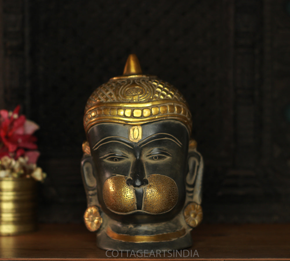 Brass Hanuman Face in Rustic Black – CottageArts India