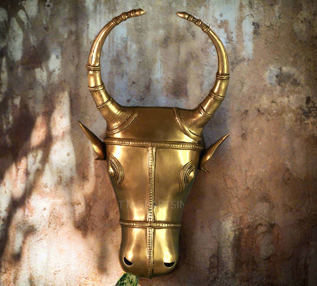 Brass Bull Head Wall Hanging – CottageArts India