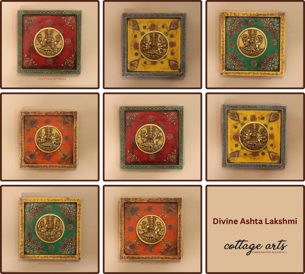 Brass Ashta Lakshmi Wooden Frame(Set of 8 Lakshmi) – CottageArts India