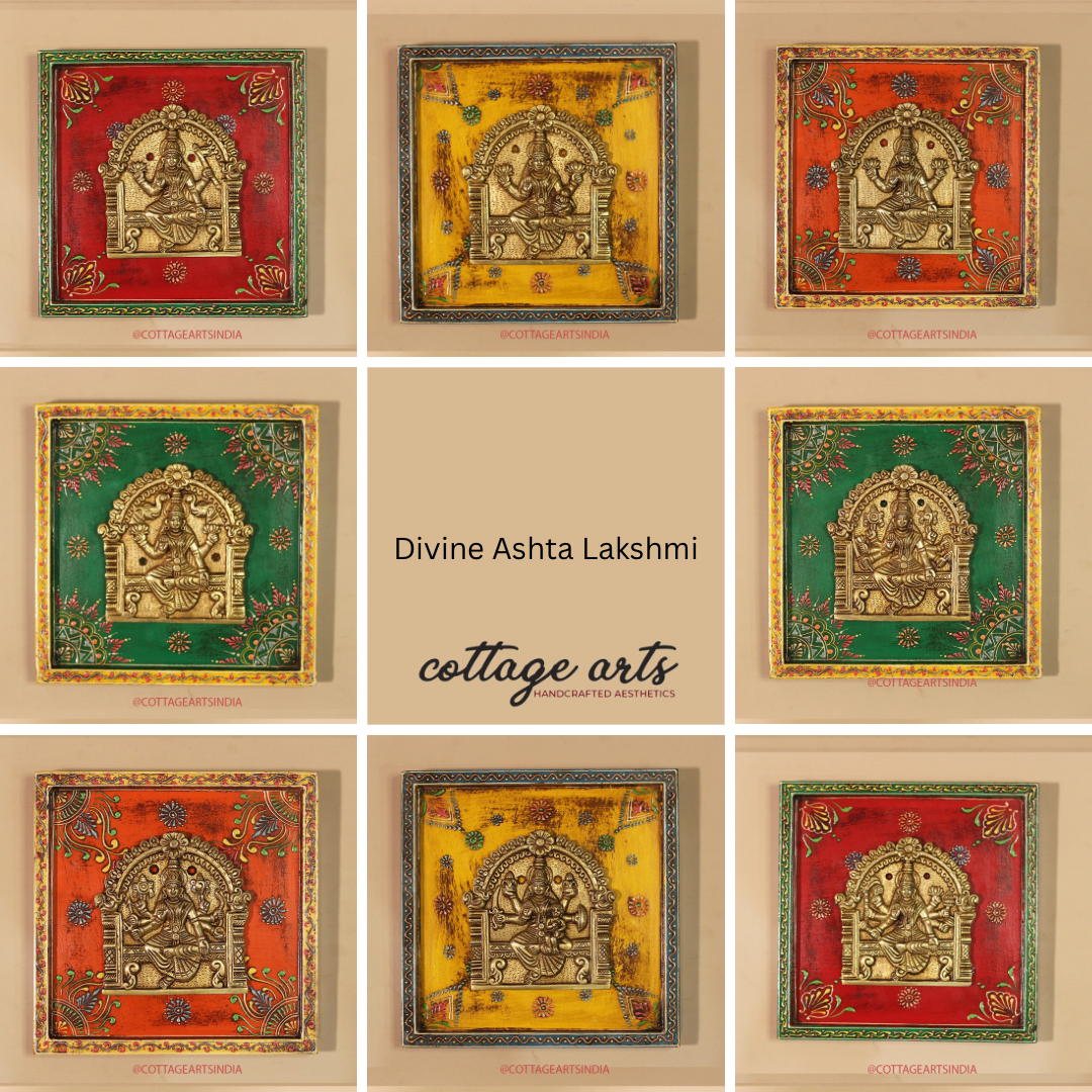 Brass Ashta Lakshmi Wooden Frame (Set of 8 Lakshmi) – CottageArts India