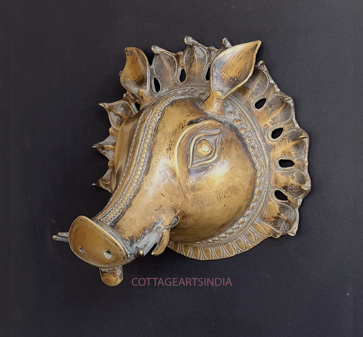 Brass Vintage Finish Varaha Mask – CottageArts India